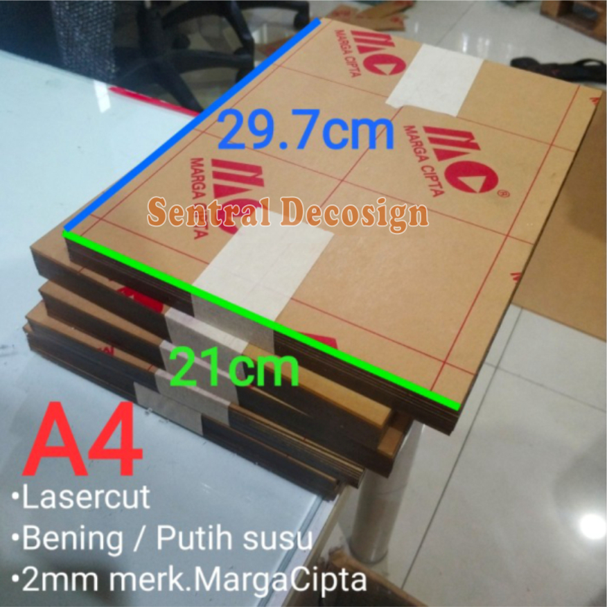 Jual Acrylic potongan A4 / Akrilik A4 tebal 2mm bening / putih susu ...