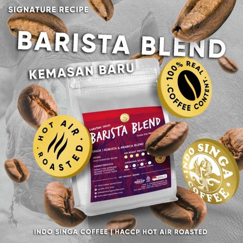 Jual Kopi Indo Singa Barista Blend Robusta Arabica Hot Air Roasted 250 ...