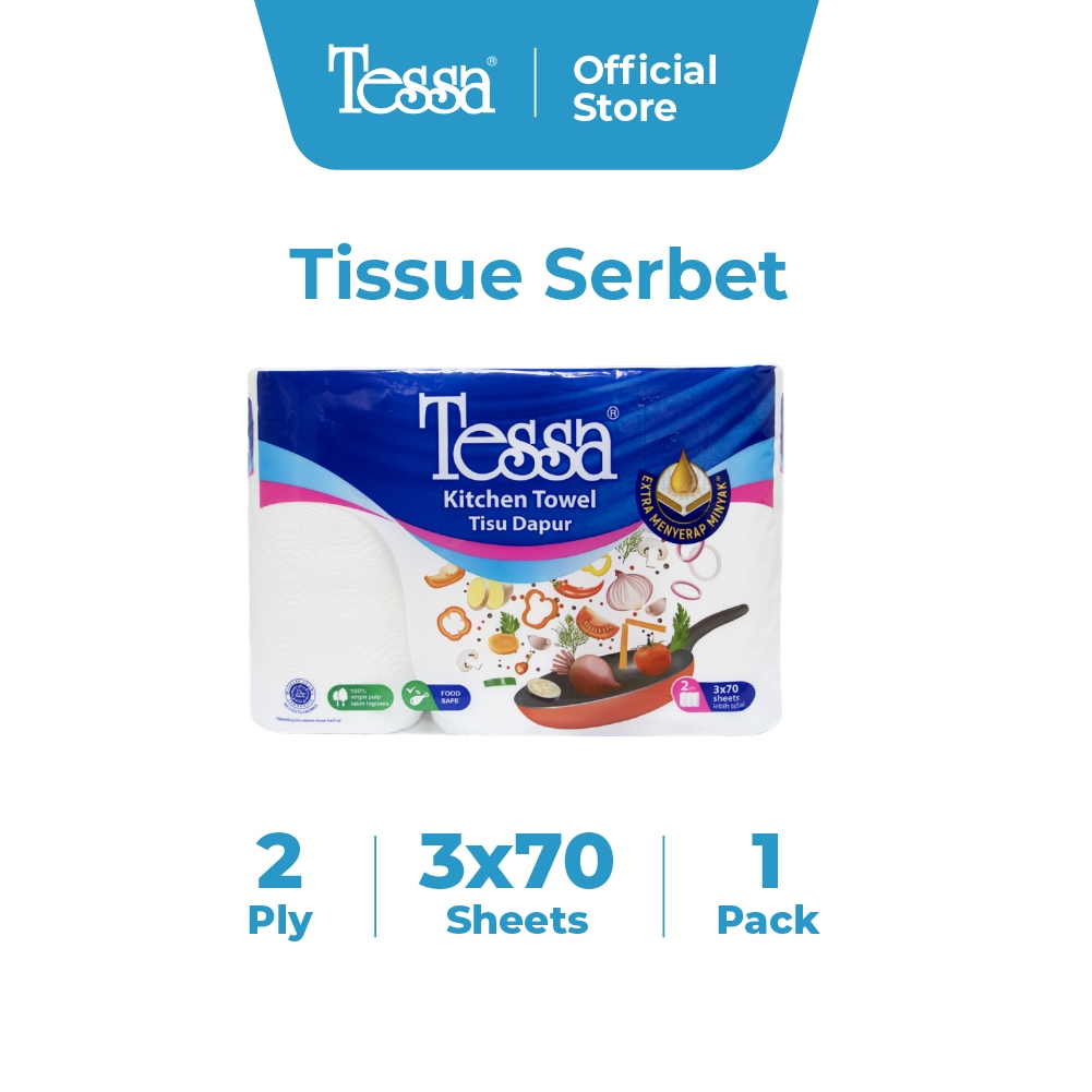 Jual Tessa Towel Roll Tissue 3 Rolls (70 sheets x 2ply) | Shopee Indonesia