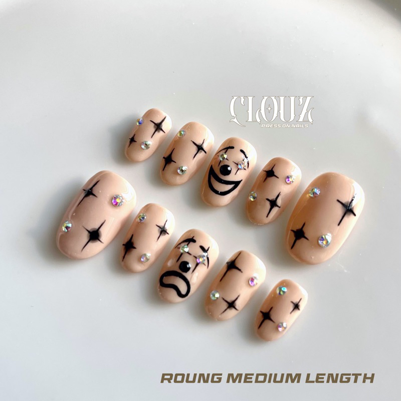 Jual Clown Sad Happy Bling Diamond - Custom Press On Nails Fake Nails ...
