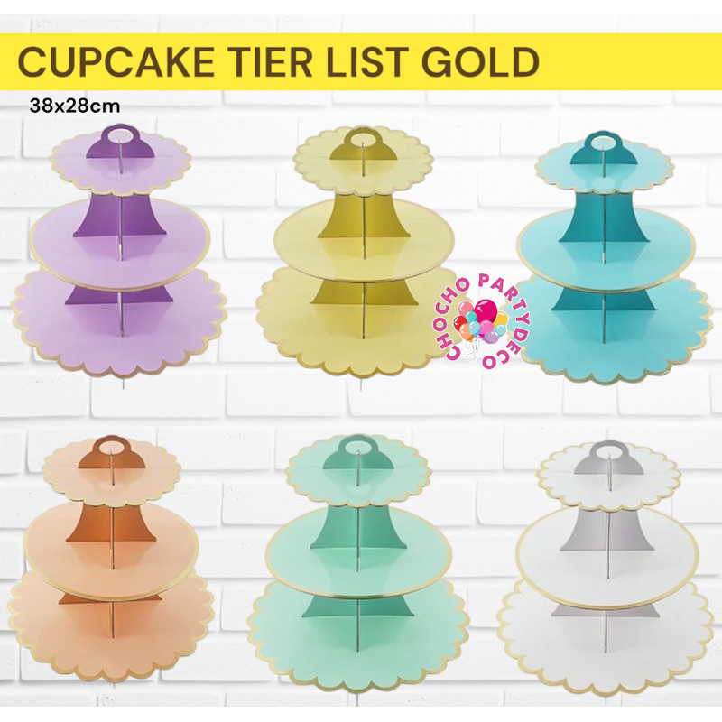 Jual CUPCAKE STAND LIST GOLD / Cup Cake Tier Polos / Stand Cup Cake 3 ...