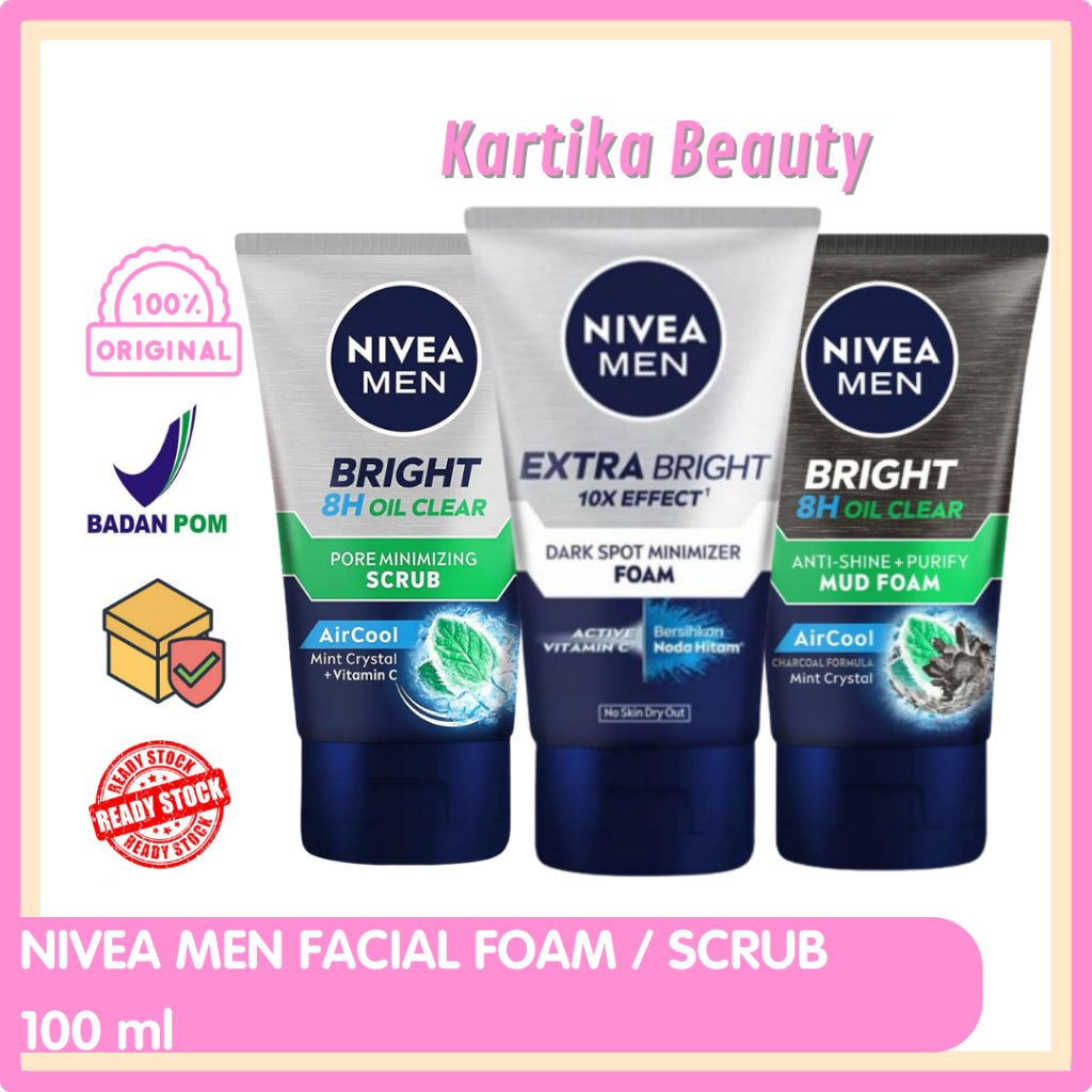 Jual SABUN CUCI MUKA NIVEA MEN 100 ML FACIAL FOAM PEMBERSIH PENCERAH ...