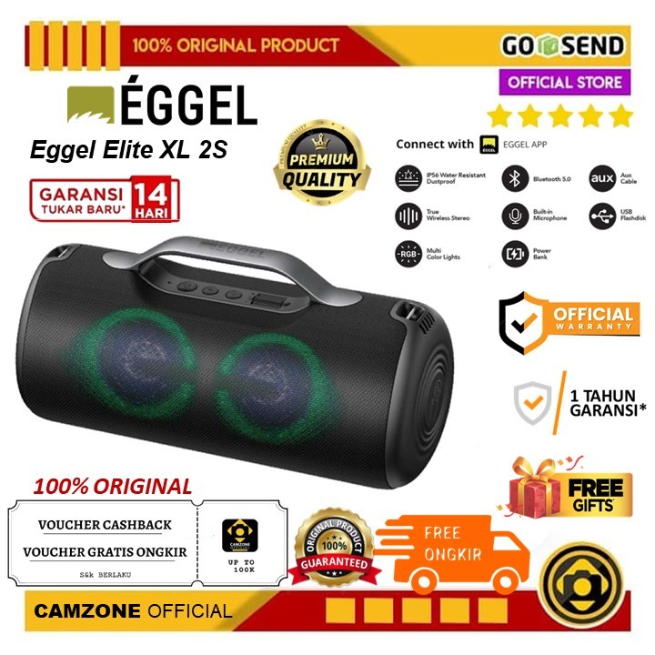 Jual Eggel Elite XL 2S Waterproof Bluetooth Speaker with RGB Light - GARANSI RESMI | Shopee ...