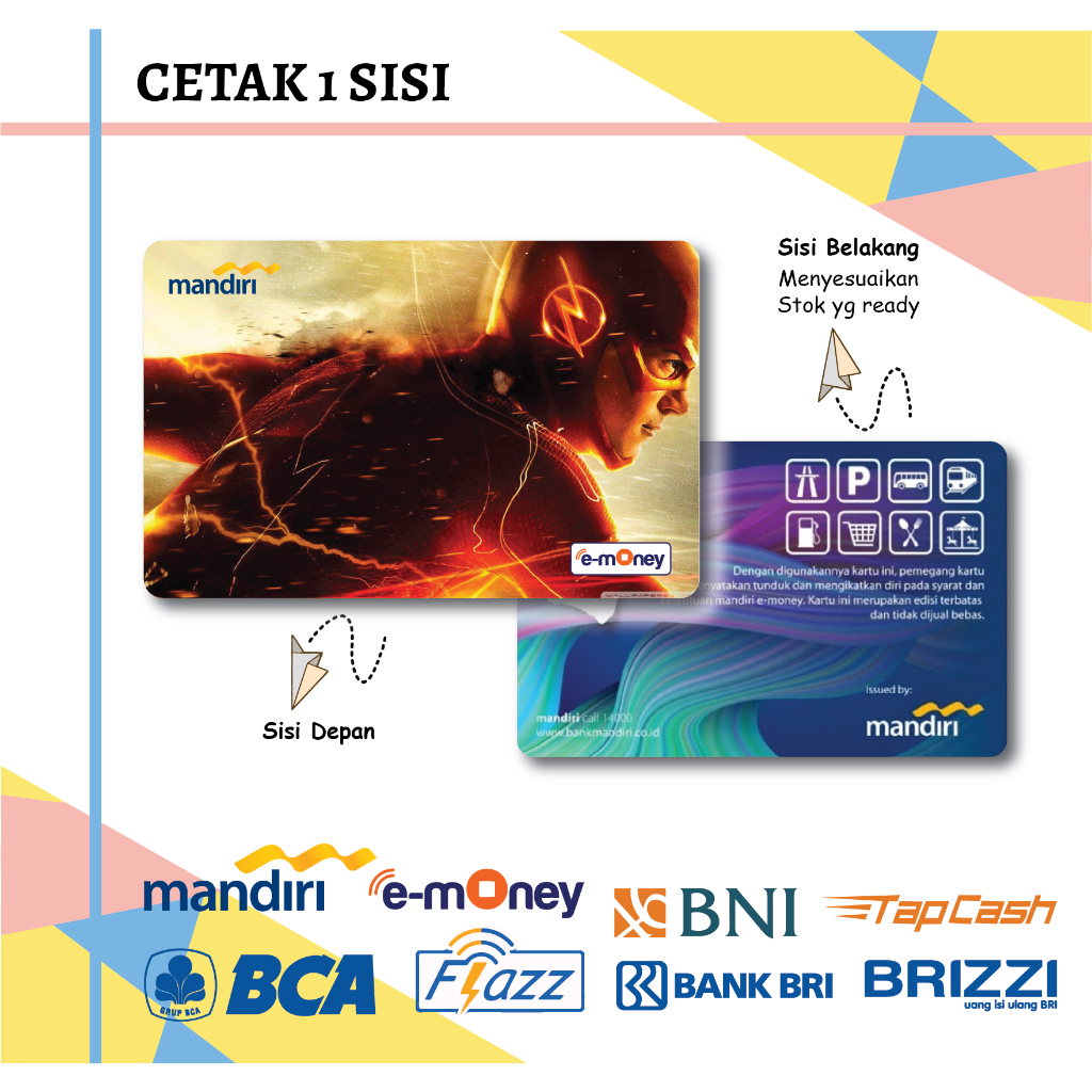 Jual KARTU EMONEY ETOLL SUPERHERO THE FLASH MANDIRI FLAZZ BCA GEN 2 BNI TAPCASH BRIZZI BRI - 1 ...