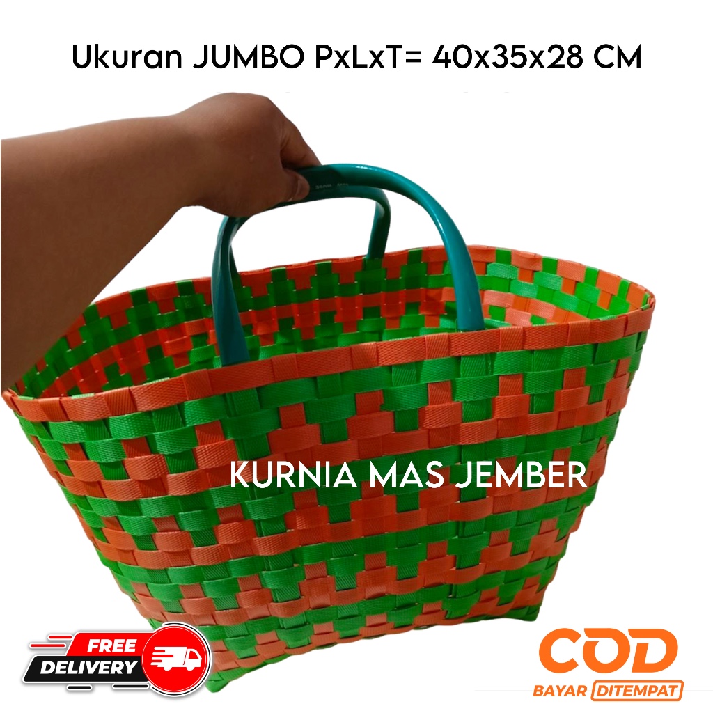 Jual TAS ANYAM PLASTIK JUMBO TAS BELANJA KERANJANG PASAR TAS JALI ...
