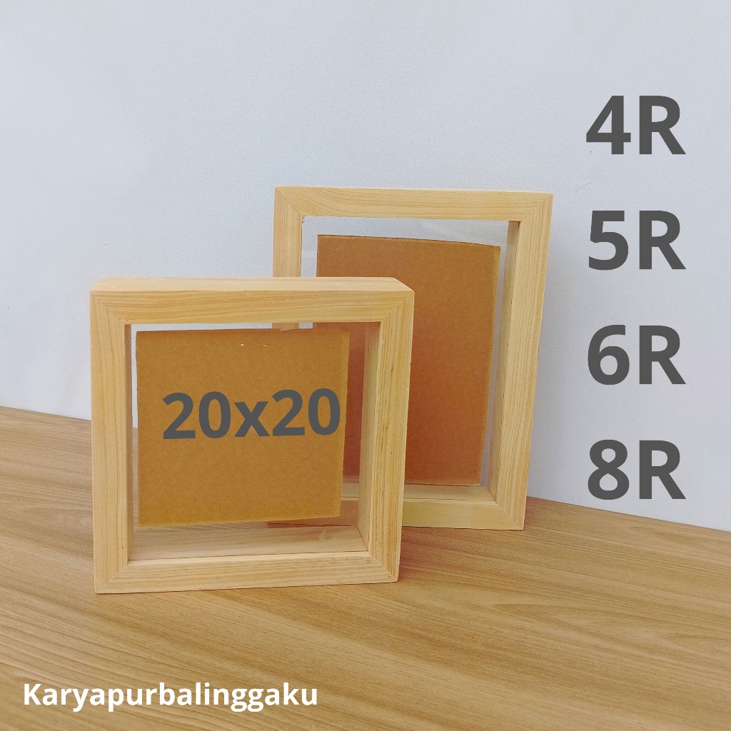 Jual Bingkai 3D Kayu ukuran 4R/5R/6R/8R/20x20 ) Space 3cm + Kaca acrylic | Shopee Indonesia