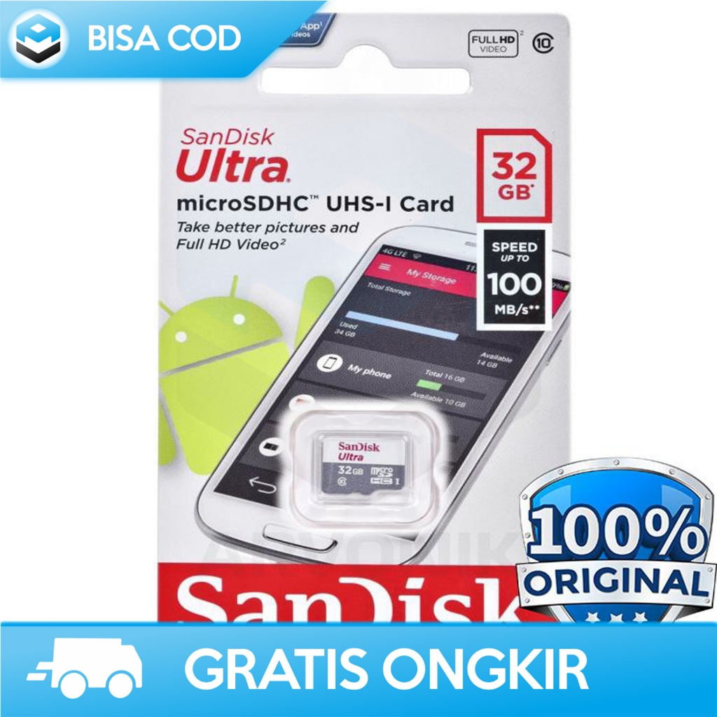 Jual KARTU MEMORI SANDISK ULTRA MICROSDHC/XC CARD UHS-1 CLASS 10 HIGH SPEED | Shopee Indonesia