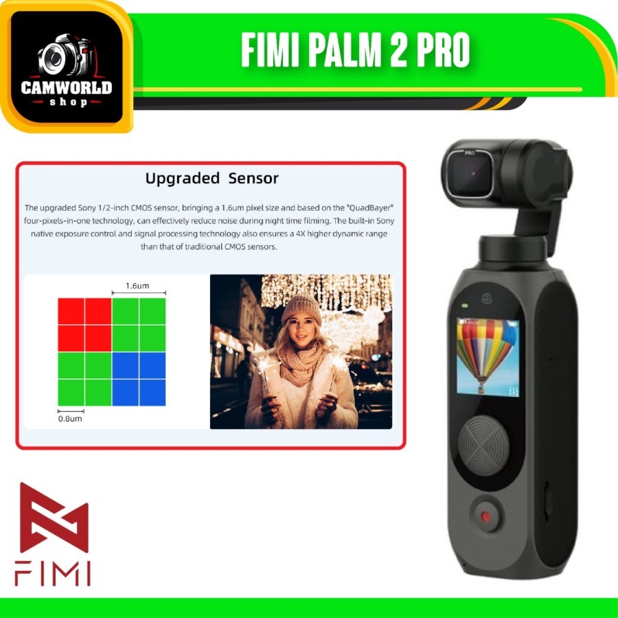 Jual FIMI Palm 2 Pro 3-axis 4K 1/2" CMOS Sensor Gimbal Pocket Camera | Shopee Indonesia