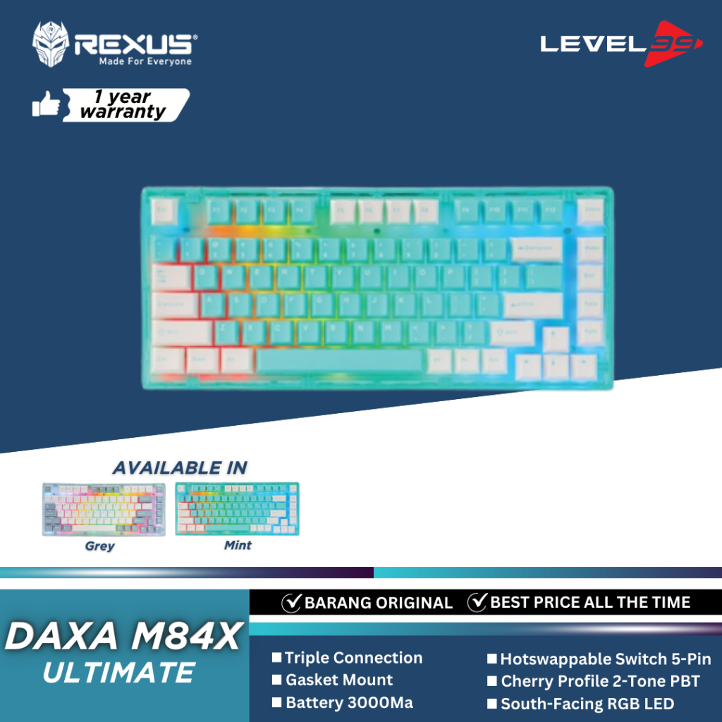 Jual Rexus daxa m84x ultimate 75% mechanical gaming keyboard | Shopee ...