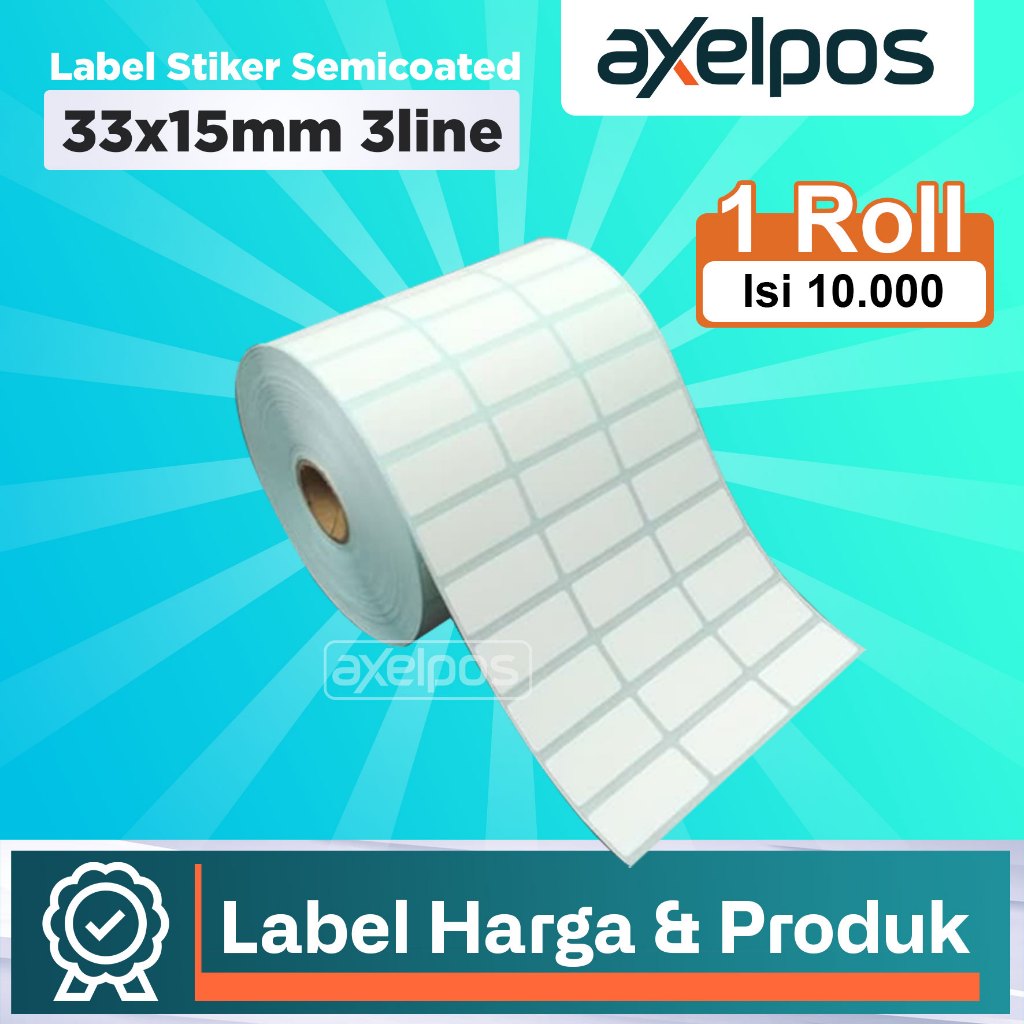 Jual Axelpos Kertas Label Stiker Barcode Semicoated 3 Line / 3 baris ...