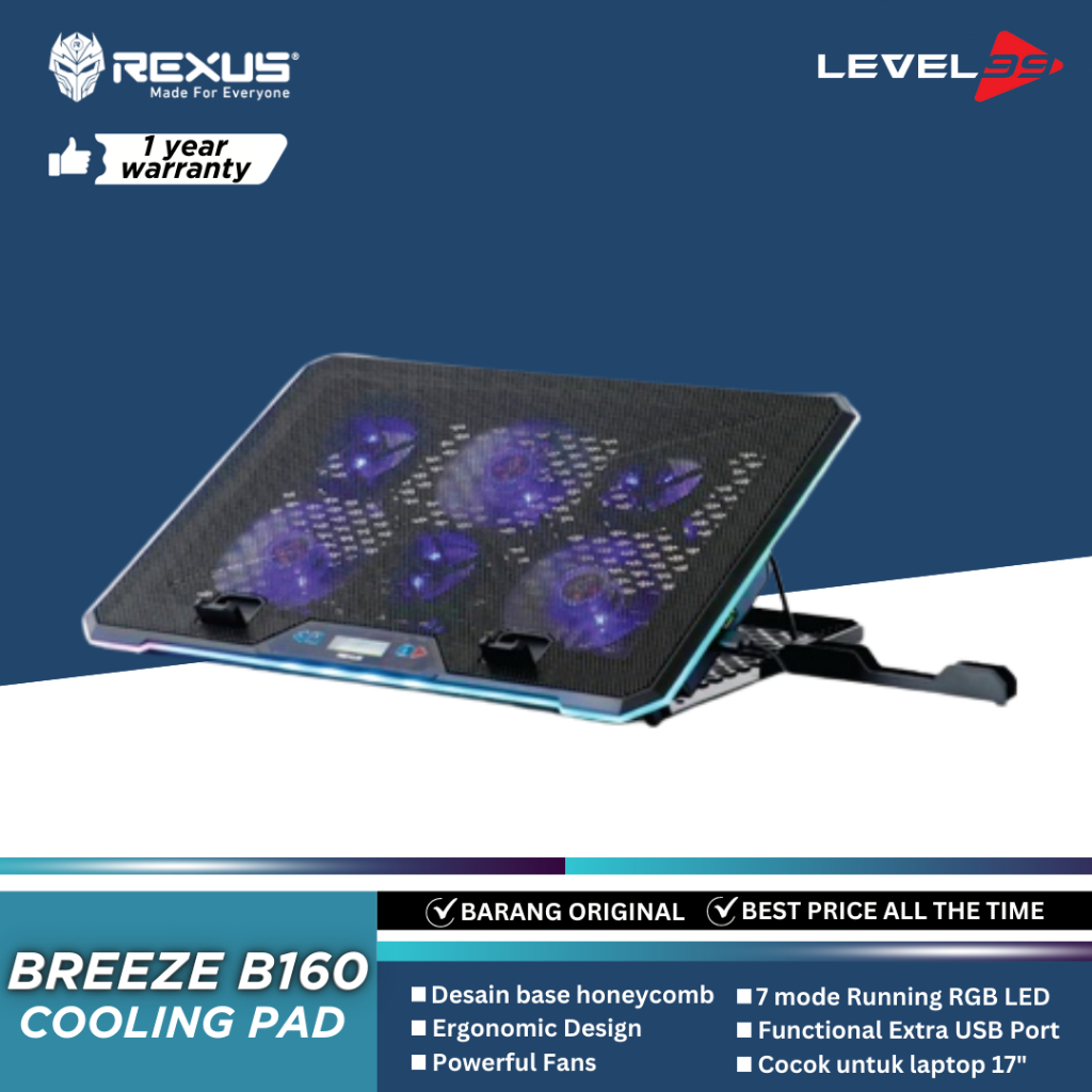 Jual Rexus Cooling Pad Breeze B160 Fan With RGB | Shopee Indonesia