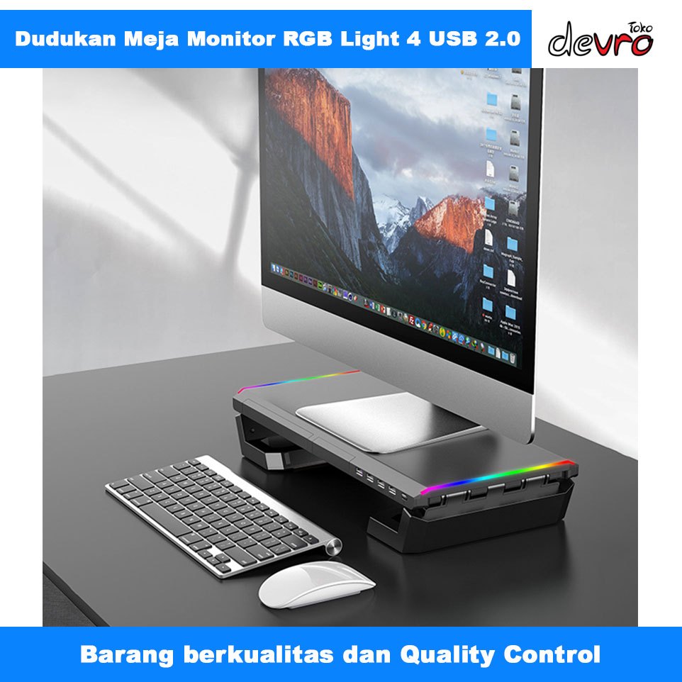 Jual Dudukan Meja Monitor Stand RGB dgn 4 USB 2.0 Stand HP - ICE COOREL ...