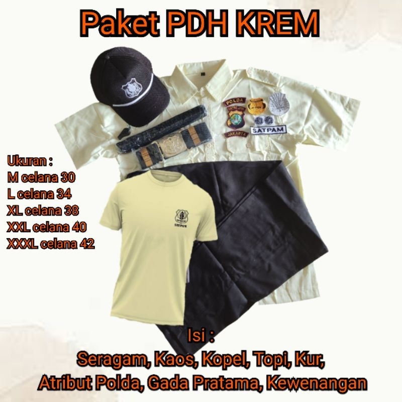 Jual PAKET Seragam Satpam PDH KREM Terbaru 2023 Baju Security Terbaru Setelan PDH Security ...