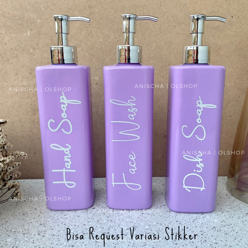 Jual Botol Refill Pump Kotak UNGU Glossy 500ml Pump luxury SILVER Free ...