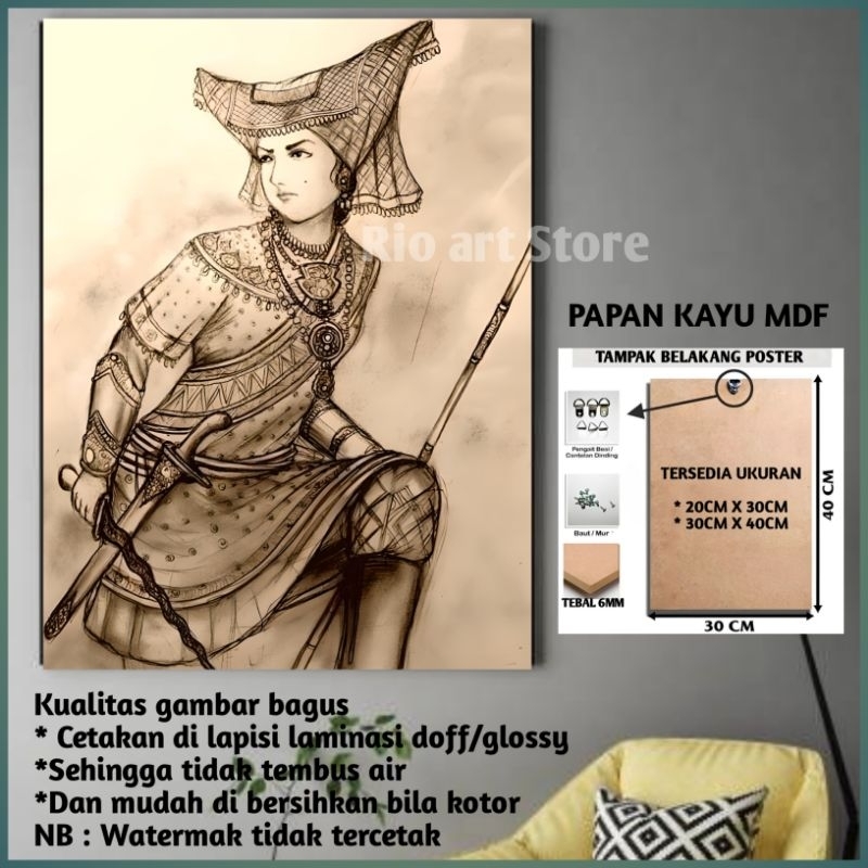 Jual Hiasan dinding poster pahlawan perempuan minang untuk walldekor ...