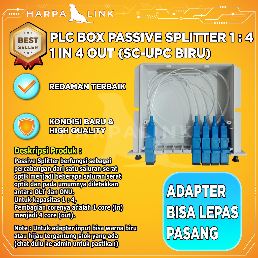 Jual Passive Splitter Box 1:4 SC UPC / PLC Box 1:4 SC UPC Fiber Optik ...