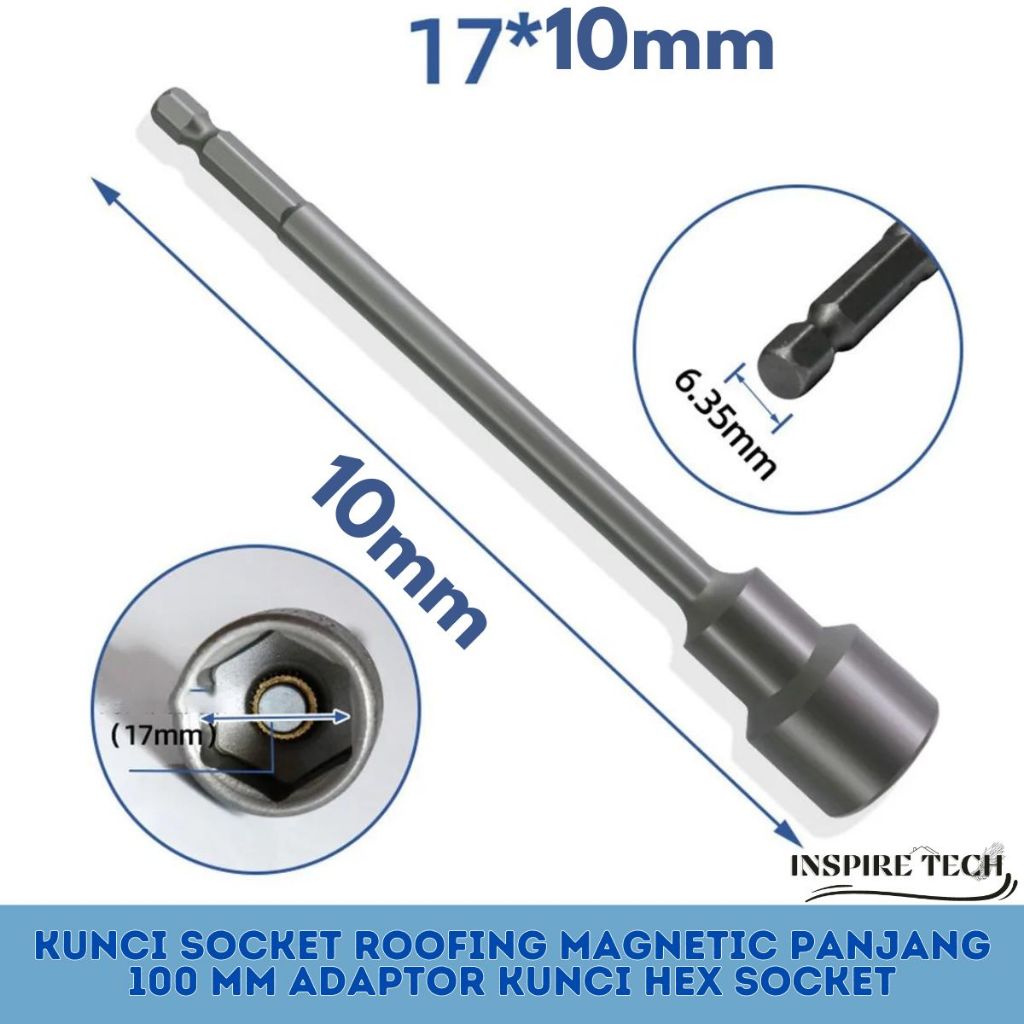 Jual Adapter Soket Roofing Kunci Pas Extension Hex 100mm Satuan ...