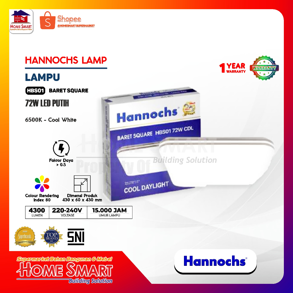 Jual Hannochs LED Baret Square HBS01 72W Cahaya Putih - Lampu Dekoratif ...