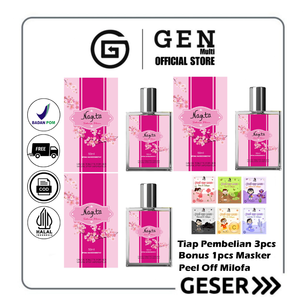 Jual GEN - PROMO 3PCS BONUS PEEL OFF MILOFA [BPOM] Parfum Nagita ...