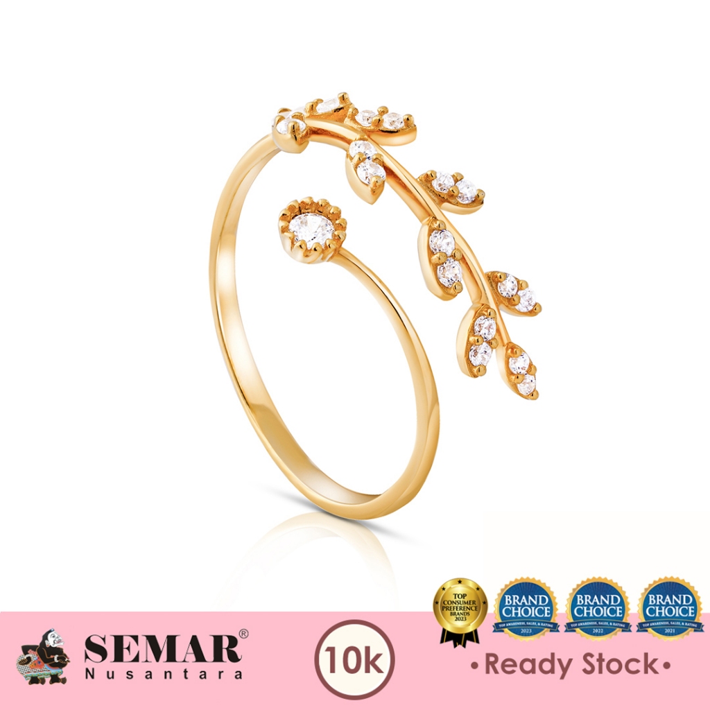 Jual Cincin Emas Dainty Spring Leaf Gold 10K Semar Nusantara | Shopee ...