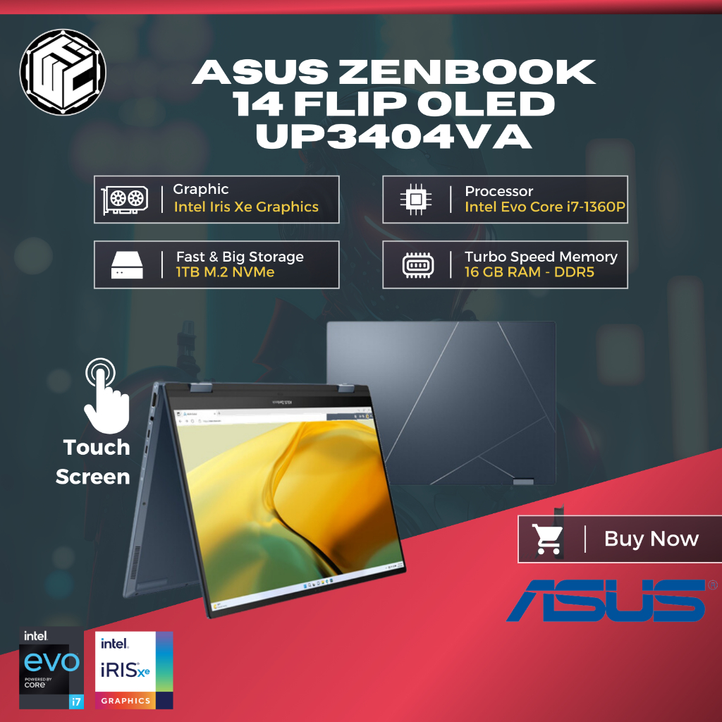Jual Laptop ASUS Zenbook 14 Flip OLED UP3404VA i7-1360P 16GB 1TB 14" 2 ...