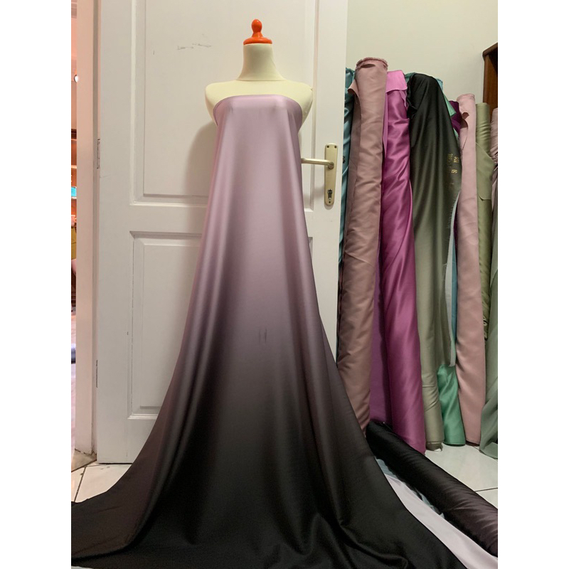 Jual Bahan Kain Satin Silk Armani Lux Original Two Tone Black Gradasi ...