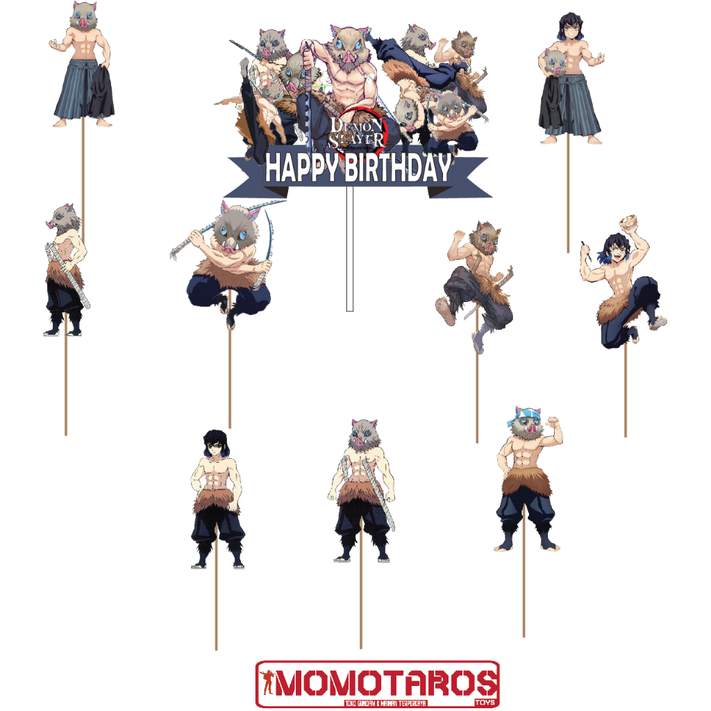 Jual Topper cake Inosuke solo Demon Slayer isi 10 pcs | Shopee Indonesia