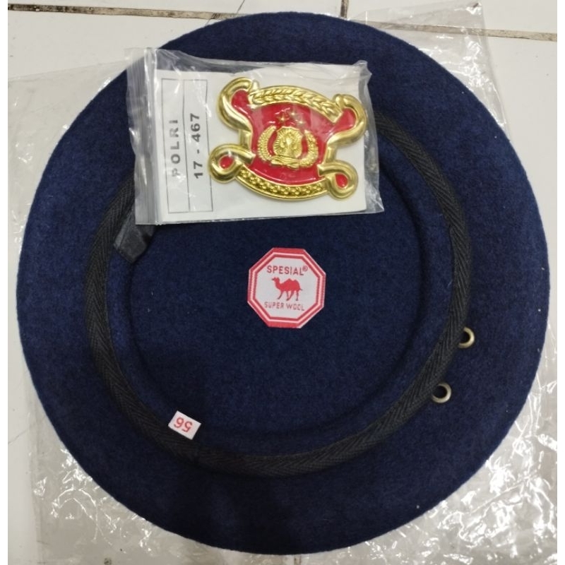 Jual baret brimob camel super wol/baret camel brimob /emblem baret ...