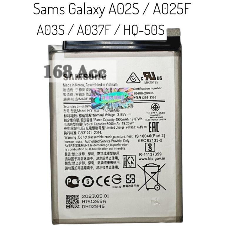 Jual Baterai Batre Samsung Galaxy A02S SM A025F A03 A03S SM A037F HQ-50S Original Batrai Battery ...