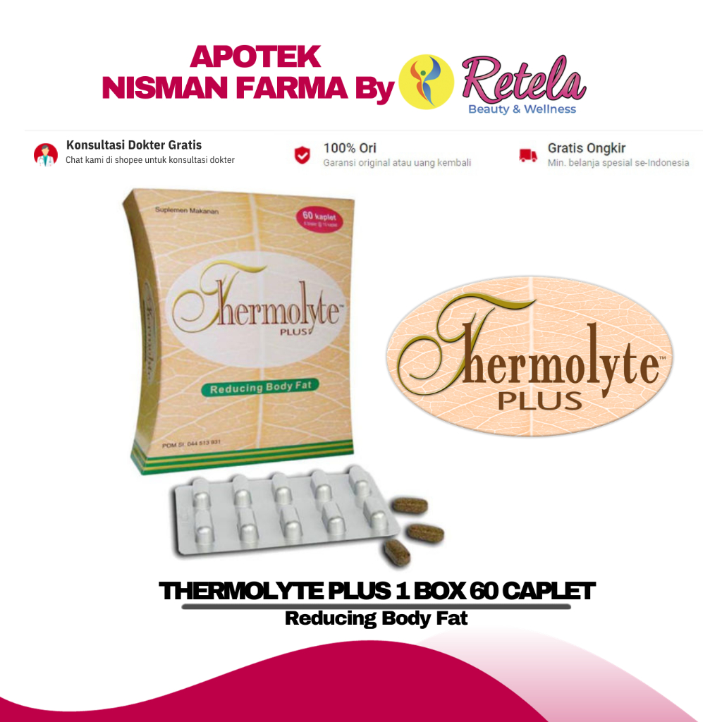 Jual THERMOLYTE PLUS 60 CAPLET / PELANGSING HERBAL | Shopee Indonesia