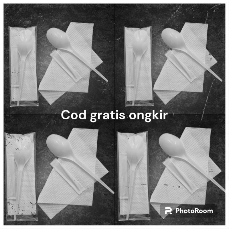 Jual [ ISI 50 ] sendok set sendok paket tisu tusuk gigi putih dan ...