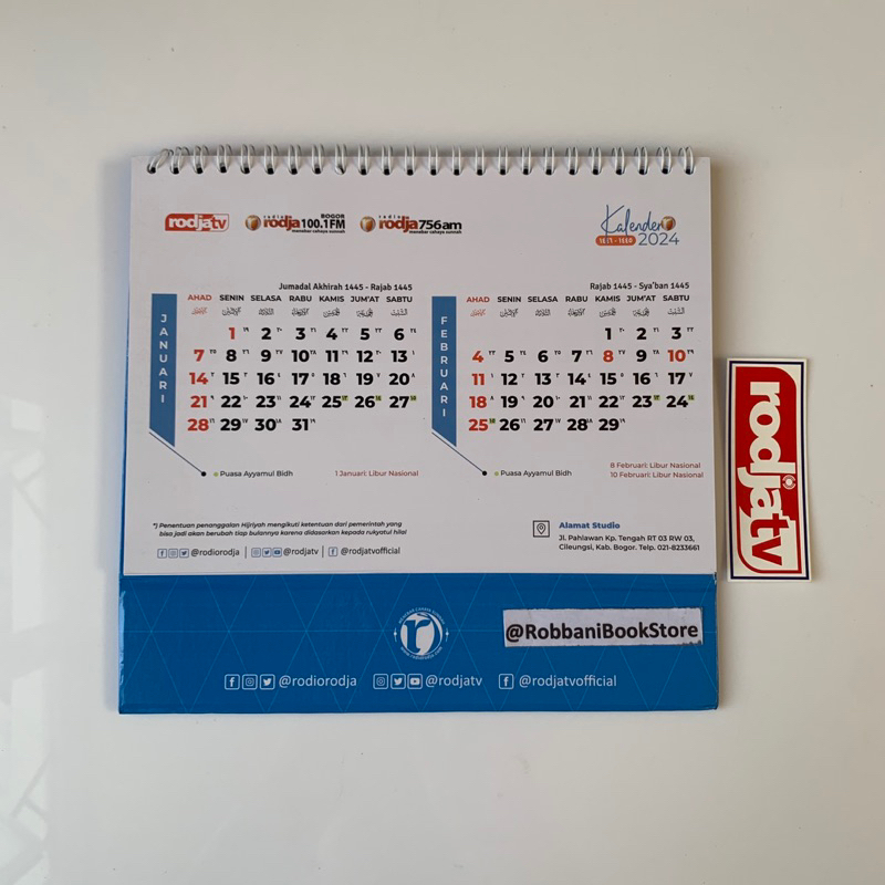 Jual Kalender Meja Rodja Masehi Plus Hijriyah 2024 M (1445-1446 H) - Bonus Stiker | Shopee Indonesia
