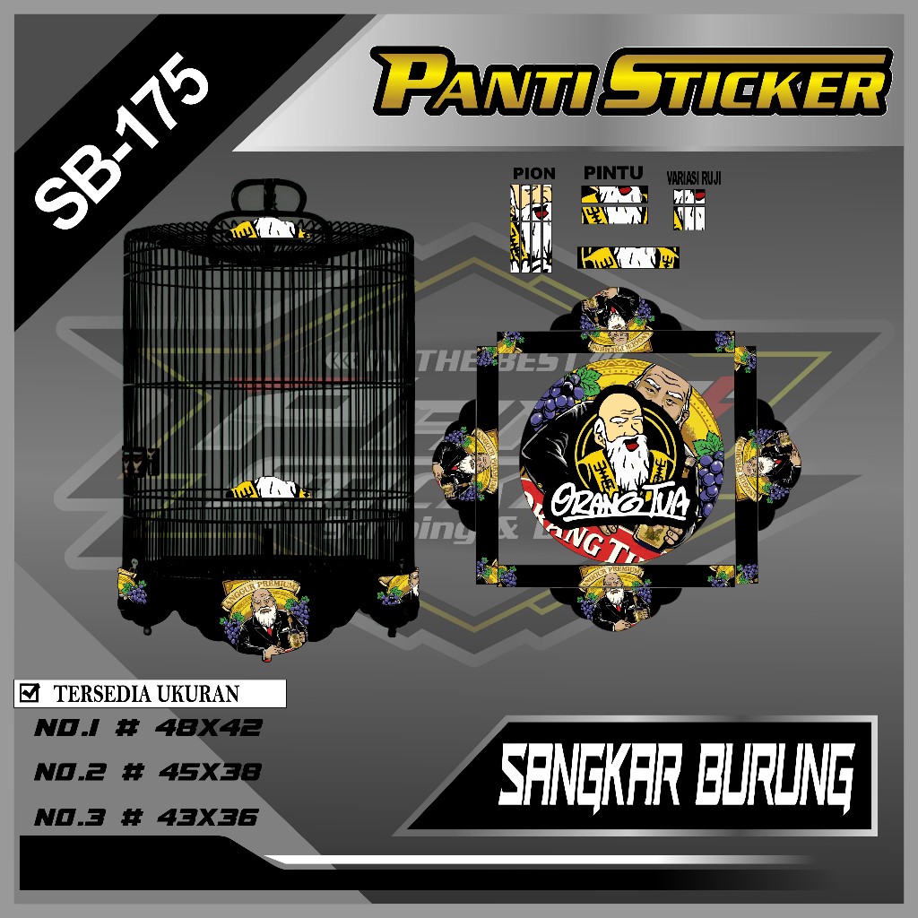 Jual Stiker Decal Sangkar Burung Tebok KENARI Custom Motif ORANG TUA ...