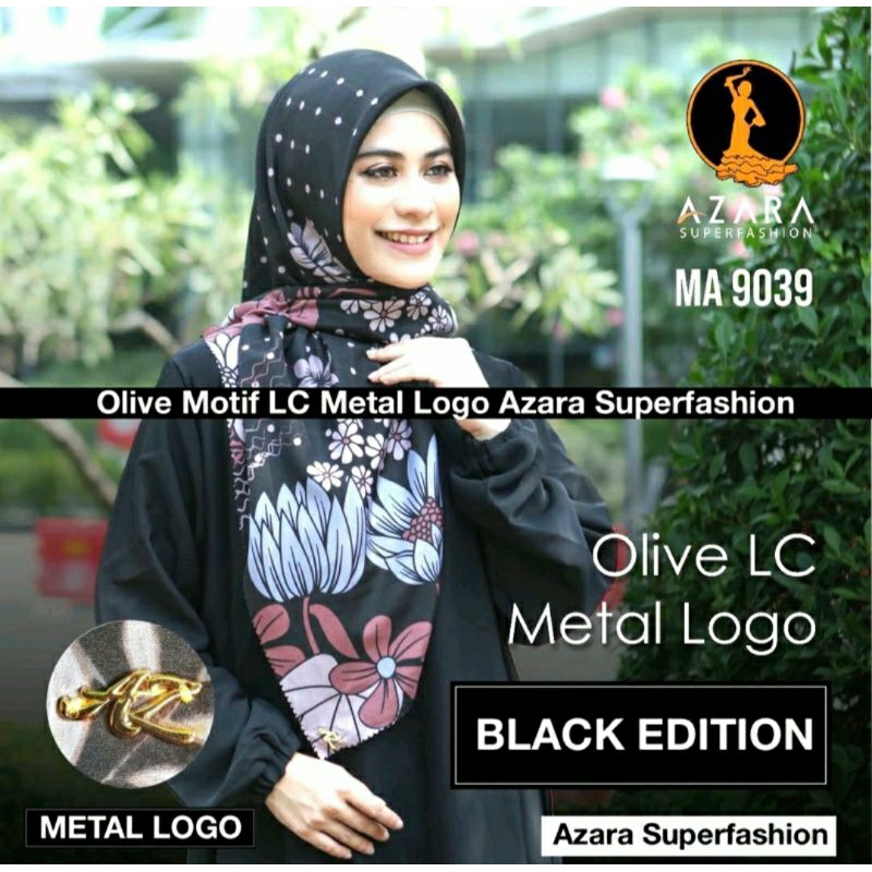 Jual HIJAB JILBAB SEGI 4 LASERCUT VOAL MIRACLE OLIVE AZARA BLACK ...