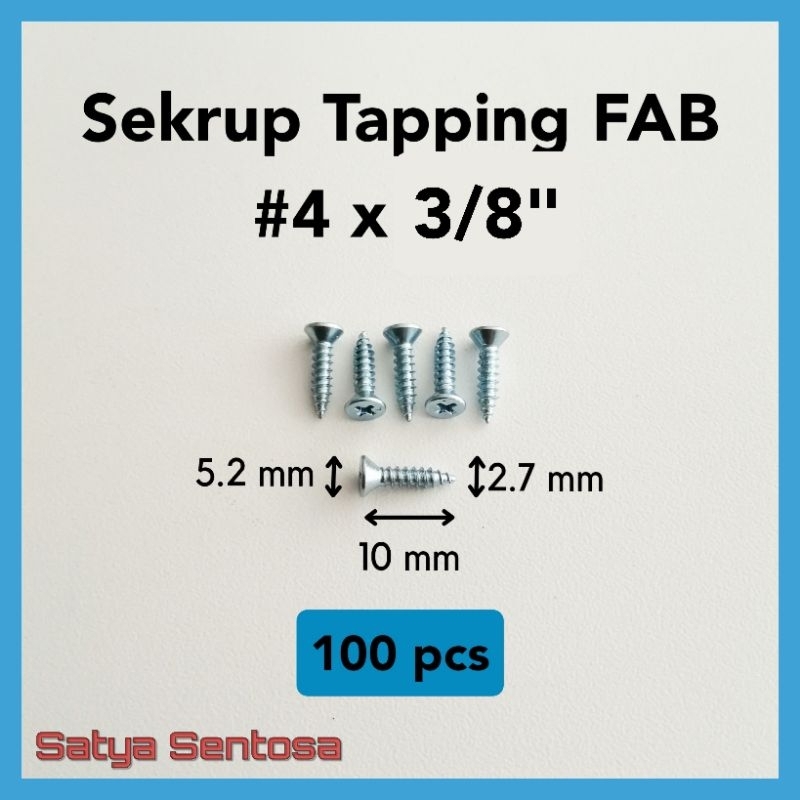 Jual Sekrup 4 x 3/8" FH + Tapping Screw Moon Lion Skrup 1 cm (100 pcs ...
