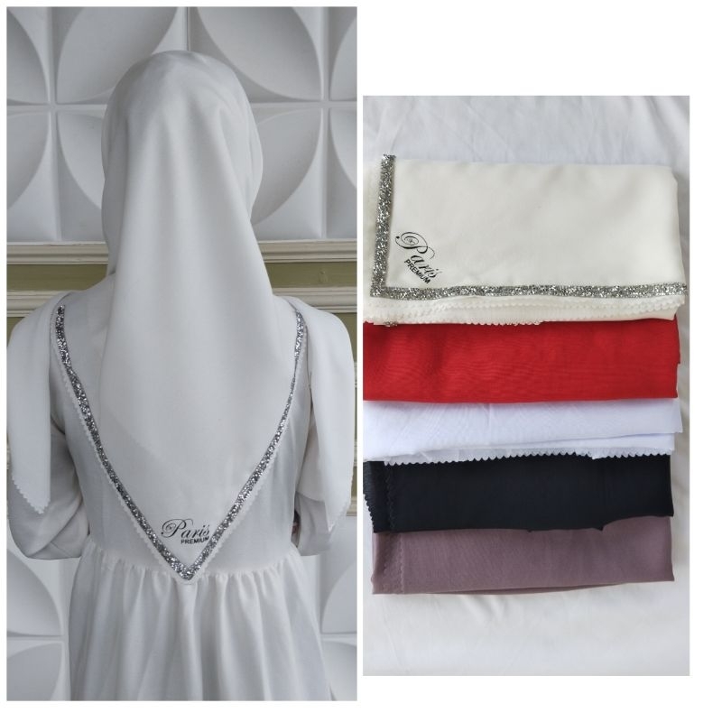 Jual jilbab jennie hijab bling segiempat manik paris premium model baru ...