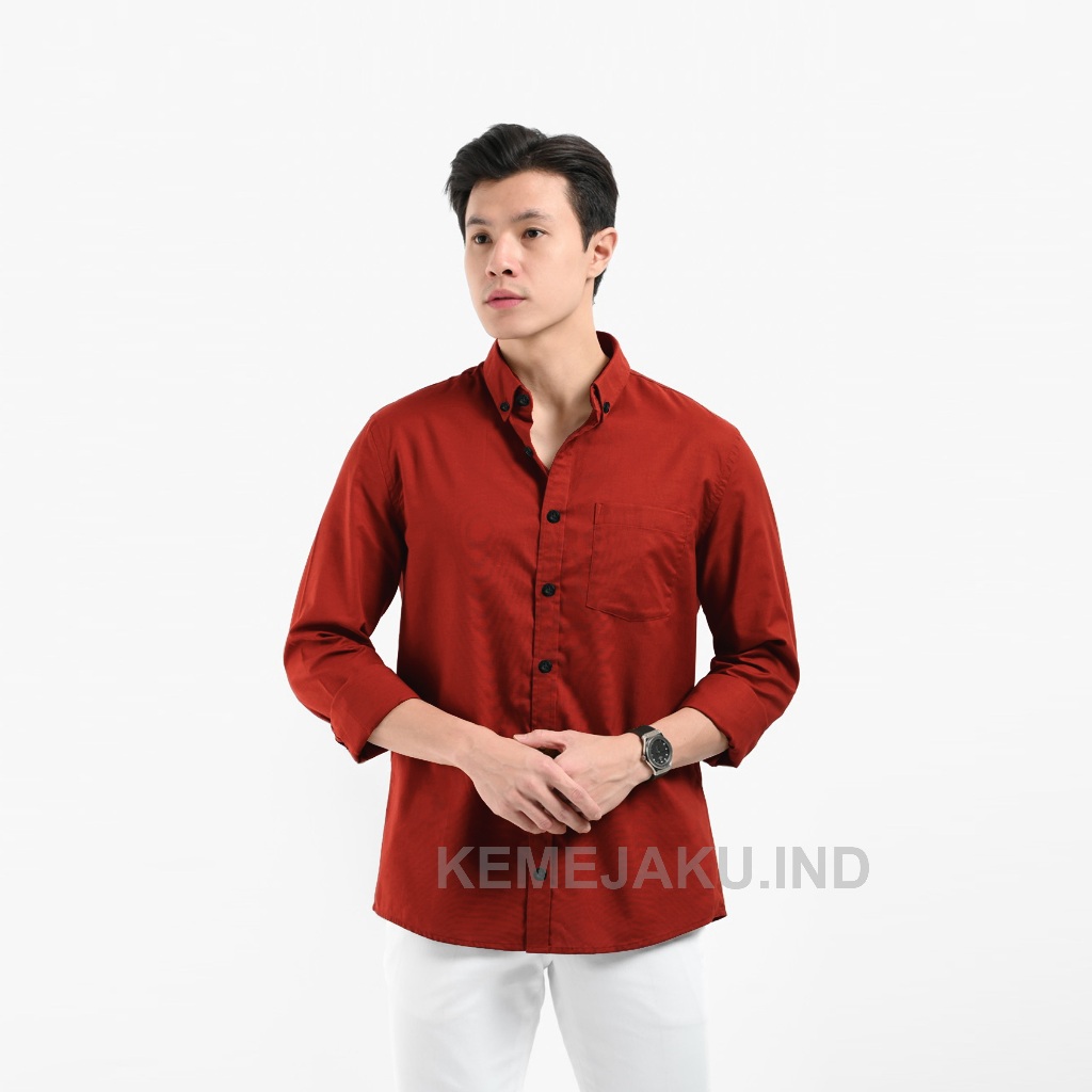 Jual Kemeja Polos Lengan Panjang Pria Premium Terracota / Merah Bata ...