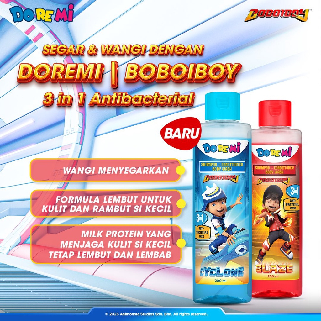 Jual DOREMI SHAMPOO-CONDITIONER BODY WASH BOBOIBOY 3IN1 ANTI-BACTERIAL ...