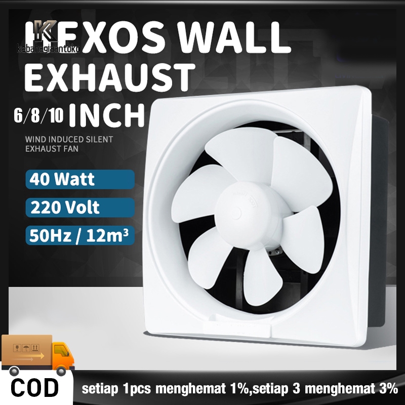 Jual Exhaust Fan Dinding Kipas Angin Hexos 6inch Dan 8inch Pembuangan ...
