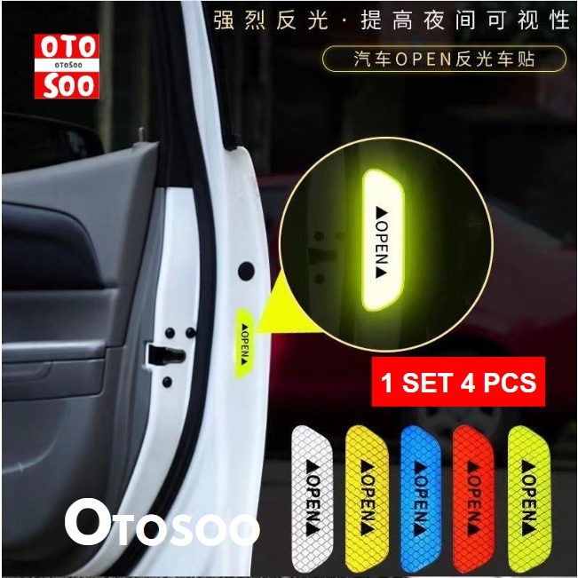 Jual Sticker OPEN Reflective 1 set 4 PCS - Sticker Pintu mobil | Shopee ...