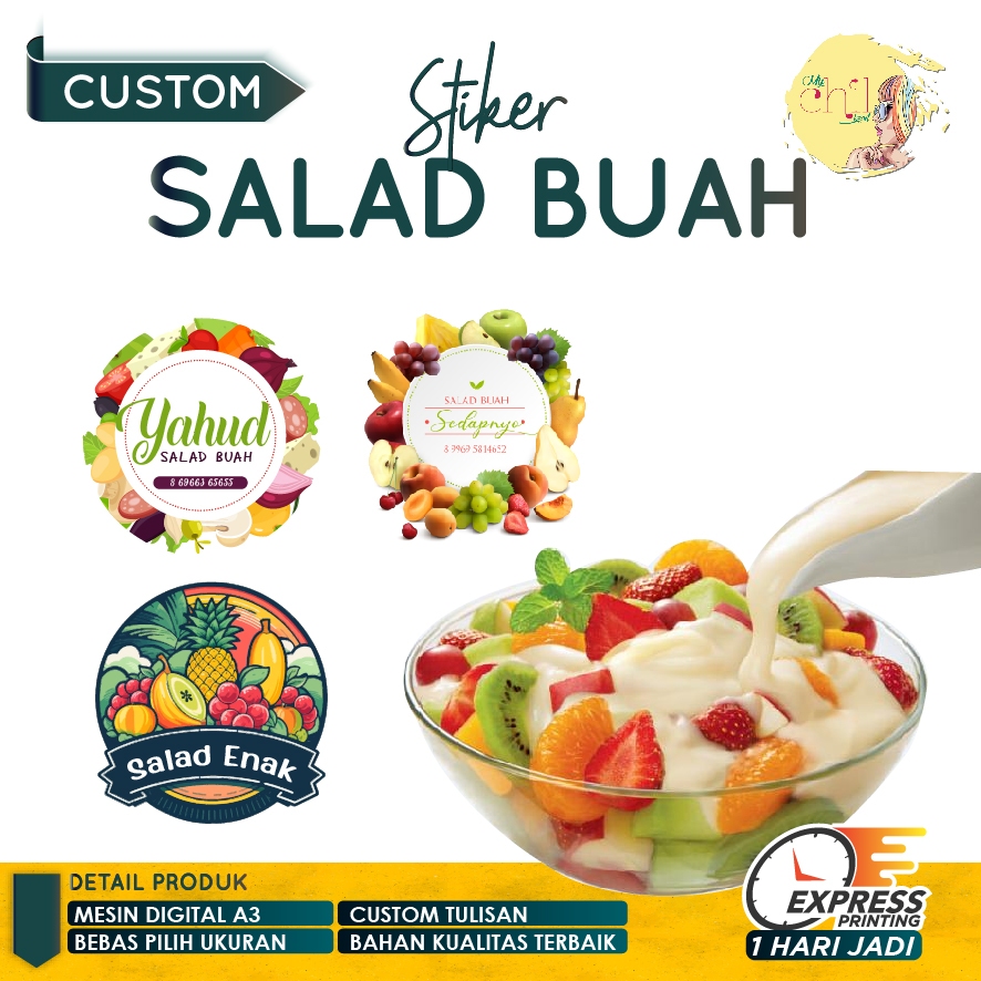 Jual Cetak Stiker Salad Buah - Stiker Label Salad Buah Custom Nama logo ...