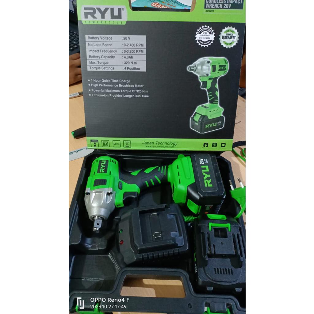 Jual RYU Cordless Impact Wrench RCW20V pembuka baut baterai 320Nm ...