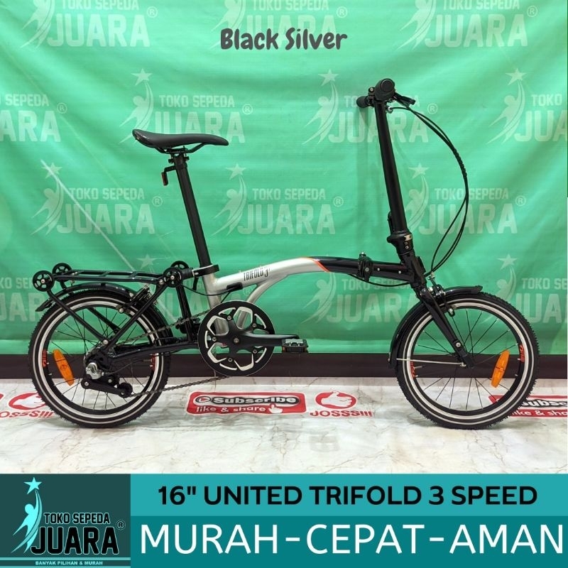 Jual SEPEDA LIPAT UNITED TRIFOLD 3 SPEED FOLDING 16 INCH | Shopee Indonesia