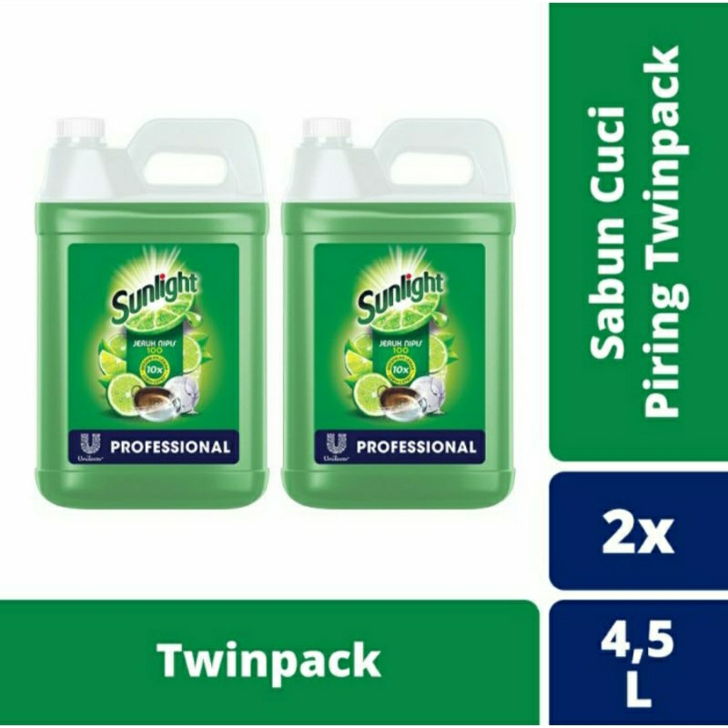 Jual Sunlight Professional Sabun Cuci Piring Cair Jeruk Nipis 4,5 L isi 2 | Shopee Indonesia