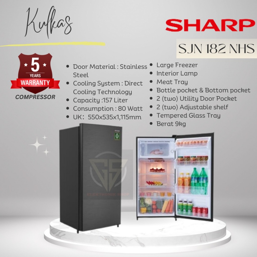 Jual Kulkas 1 Pintu SHARP SJN182NHS | Shopee Indonesia