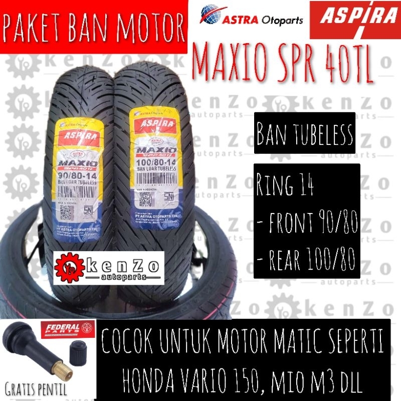 Jual PAKET BAN ASPIRA SPR 40 TL RING 14 90/80 & 100/80 TUBELESS BAN ...