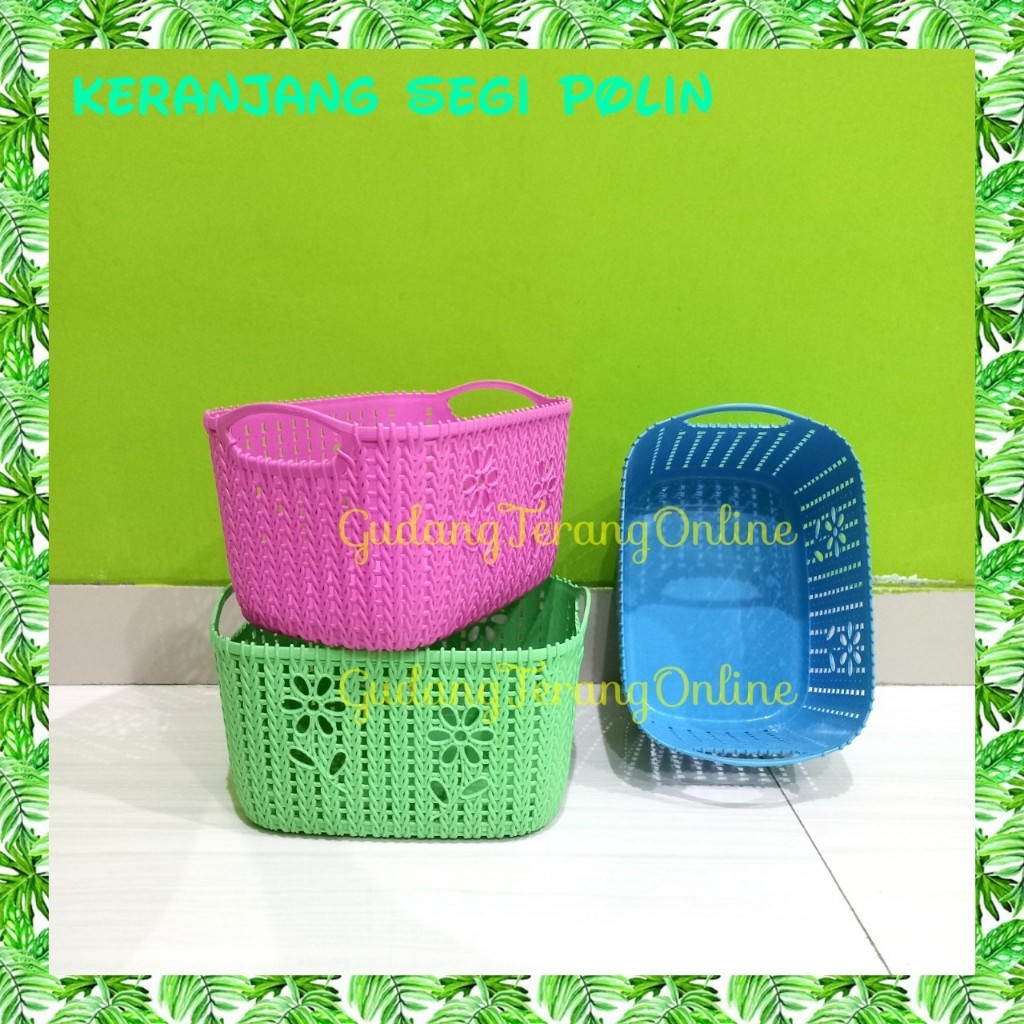 Jual 1PCS Keranjang segi polin basket anyaman bunga keranjang ...