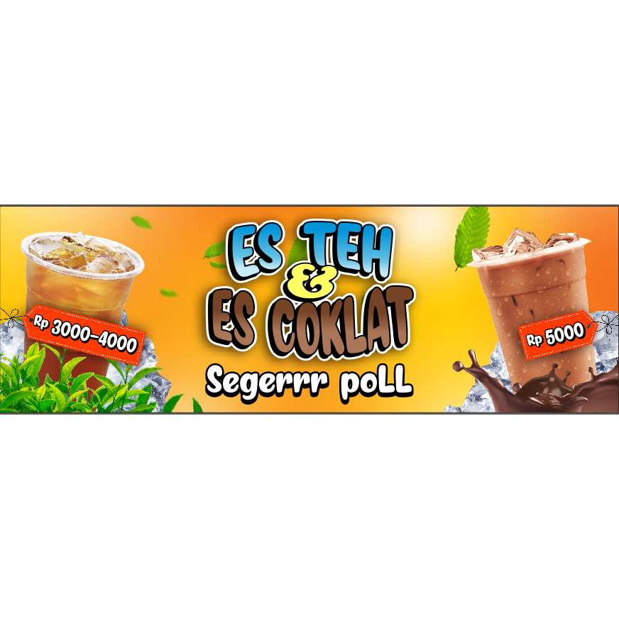 Jual banner custom es teh es coklat landscape ukuran 150cm x 50cm ...