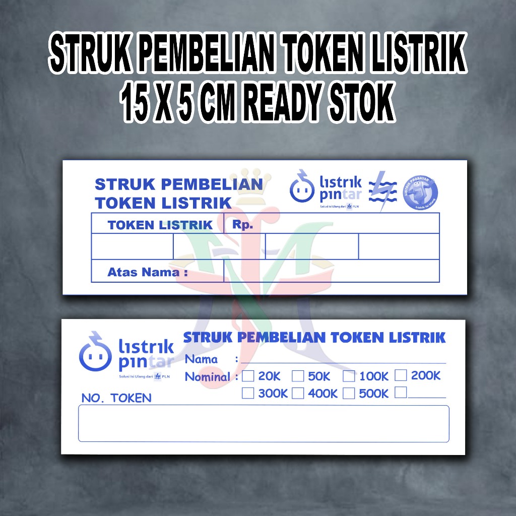 Jual (100 lembar) STRUK PEMBELIAN TOKEN LISTRIK | NOTA TOKEN LISTRIK ...