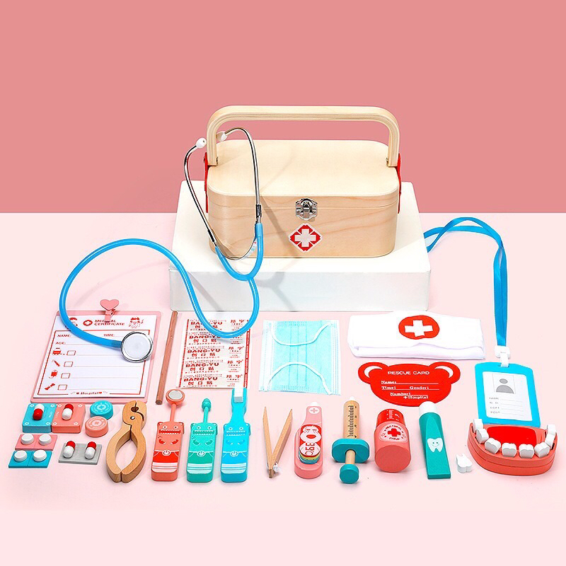 Jual Pretend Play Dokter Gigi Wooden Doctor Toys Medical Kit Set Tas ...